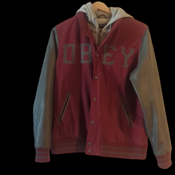 Obey | Jackets & Coats | Obey Letterman Varsity Hooded Jacket | Poshmark